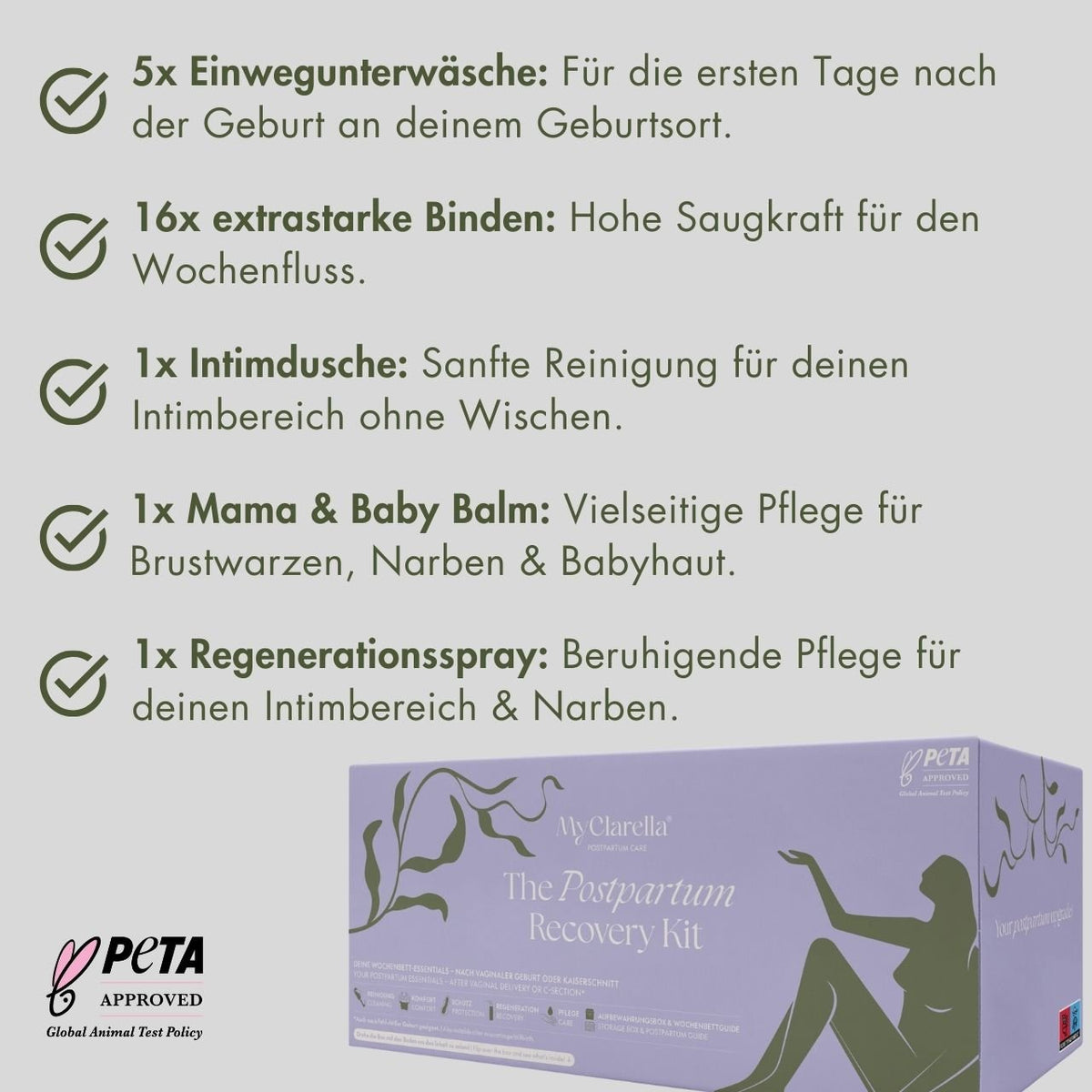 La caja postparto de mamá - Parto vaginal o abdominal - El kit de recu